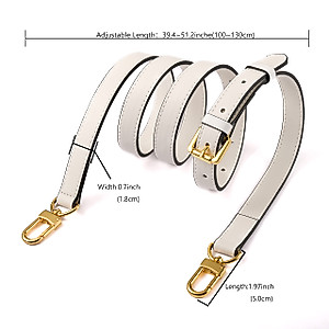 GOXTECH Vachetta Leather Adjustable Crossbody Strap for ， women's crossbody handbags （White）