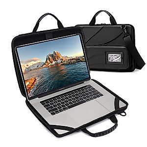 Laptop Case for 14.1-15.6 Inch Macbook Pro Air Chromebook HP Lenovo Work-in Notebook Computer Hard Shell Laptop Bag for Men Women with Pouch and Shoulder Strap (14.2"L x 9.5"W, Black)