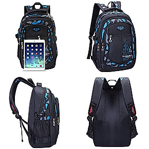 BYPTNF Backpack for Boy Student Kid Waterproof Durable Elementary Middle Casual Bookbag (C-Black)