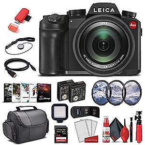Leica V - Lux 5 Digital Camera (19121) + 64GB Extreme Pro Card + Corel Photo Software + Extra Battery + LED Video Light + Card Reader + 3 Piece Filter Kit + Case + and More - Deluxe Bundle
