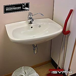 iSYFIX Employees Must Wash Hands Stickers – 2 Pack 9x3 Inch – Premium Self-Adhesive Vinyl Laminated for Ultimate UV, Weather, Scratch, Water & Fade Resistance, Wash Hands Before Returning to Work Sign