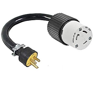 5-15P 3-Pin Male 110/125V Wall Plug To L6-30R 110/125V 3-Prong Receptacle Outlet Miller Lincoln Hobart Plasma Cutter Welder Mig Tig Arc Adapter, Electrical Power Connector Cord Converter NEMA FX521