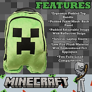 AI ACCESSORY INNOVATIONS Minecraft Creeper Backpack for Boys & Girls, Gaming Bookbag with Double Compartment, Padded Adjustable Mesh Straps, & Padded Top Handle, 16 Inches