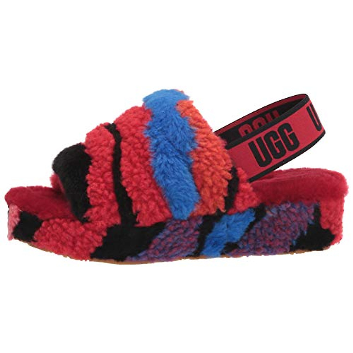 UGG Women's Fluff Yeah Slipper, Red Cali Collage, 6