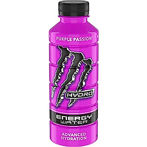 Monster Energy Hydro Energy Water, Purple Passion, 20 Fl Oz (Pack of 12)