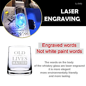 La Diffy Gag Funny Birthday Gifts For Men Women Dad Fathers Day Old Fashioned Whiskey Glass Cup Retirement Gift for Senior Citizens Scotch Bourbon Glassware Laser Engraved