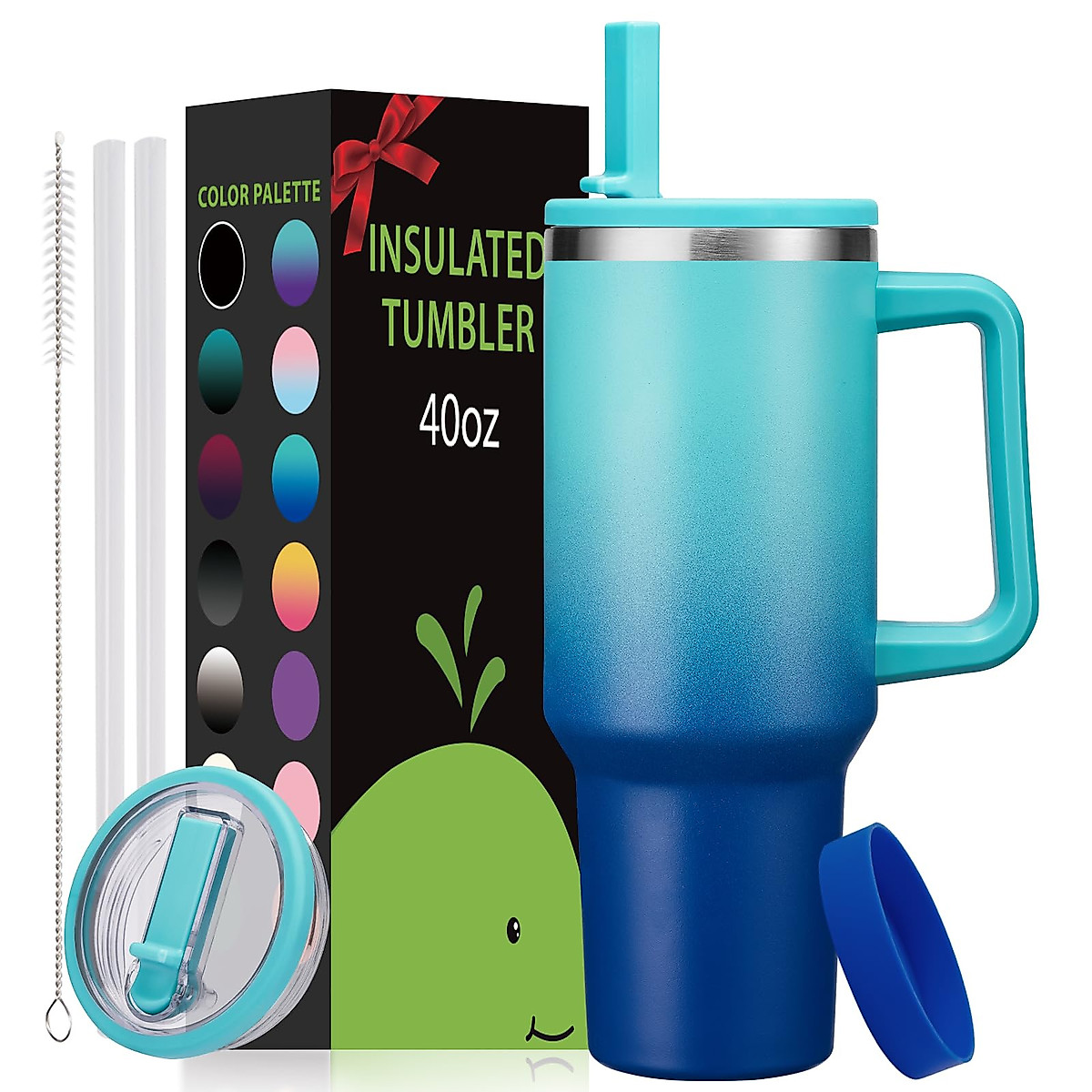 BENZZO Insulated Tumblers 40 oz Tumbler with Flip Straw - Thermal Cup with Lid Coffee Mug Keep Cold-34h & Hot-10h, Stainless Steel Mug Leakproof Dishwasher Safe Insulated Cup with Lid