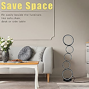 JIRTH LED Floor Lamp for Living Room 3 Brightness Levels Dimmable Touch Switch Modern Ring Tall Standing Lamp 42 Inches 36w Art Deco Floor Light for Bedroom Home Office Reading (Black)