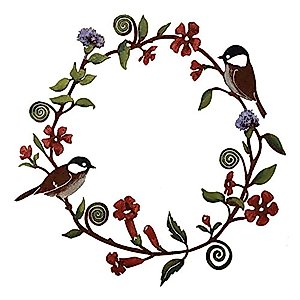 Shuliang Welcome Sign Wreath for Front Door,Creative Birds Flower Garland Hanging Pendant Ornaments Decoration,Acrylic Handicraft Gifts for Home Garden Yard Decor,25cm