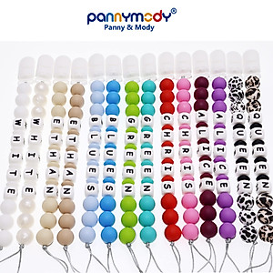 Panny & Mody Customizable Stroller Clip Personalized Name, Personalized Stroller Clip with Name(2 Packs) (Light Pink + Lavender)