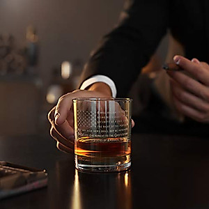 2nd Amendment American Flag - Old Fashioned Whiskey Rocks Bourbon Glass - 10 oz capacity