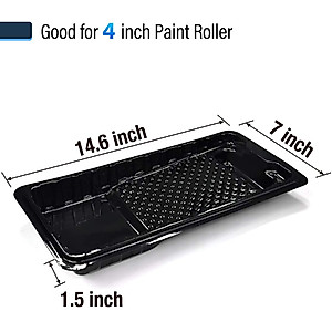 Great Andrew Paint Roller Tray Liner 4 Inch, 12 PCS Disposable Small Plastic Paint Trays Liners Perfect for Smaller Projects, DIY Painting etc. (Black)