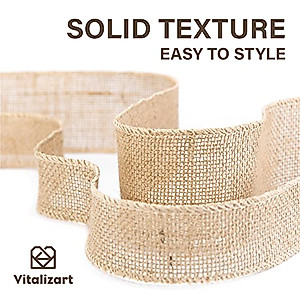 Vitalizart Burlap Ribbon Wired 2.5 in x 20 Yd Beige Natural Jute Ribbon for Gift Wrapping Crafts Christmas Decoration Wreaths
