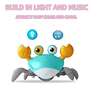 ReeRaa Crawling Crab Baby Toy Infant Tummy time Toys 3 4 5 6 Babies boy Girl Sensory Toys Montessori Toys 3-6 6-12 Learning to Crawl 9-12 12-18 Walking Toddler Gifts (Green)