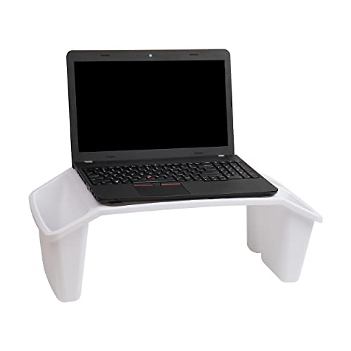 Mind Reader Sprout Collection, Portable Desk, Breakfast Tray, Laptop Desk, Side Storage Pockets with 3 Compartments for Toys, Tablets, Books, Games and Snacks, 22.25" L x 10.75" W x 8.5" H, White