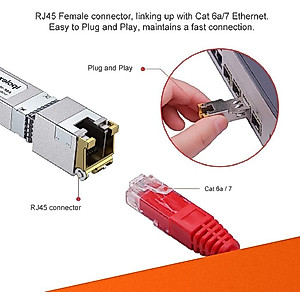 1.25/2.5/5/10G SFP+ to RJ45 Transceiver, 10GBase-T Copper SFP+ Module, 10G-T RJ45 Transceiver Compatible for Cisco SFP-10G-T, Ubiquiti F-RJ45-10G, Mikrotik, Netgear, TP-Link, D-Link and More