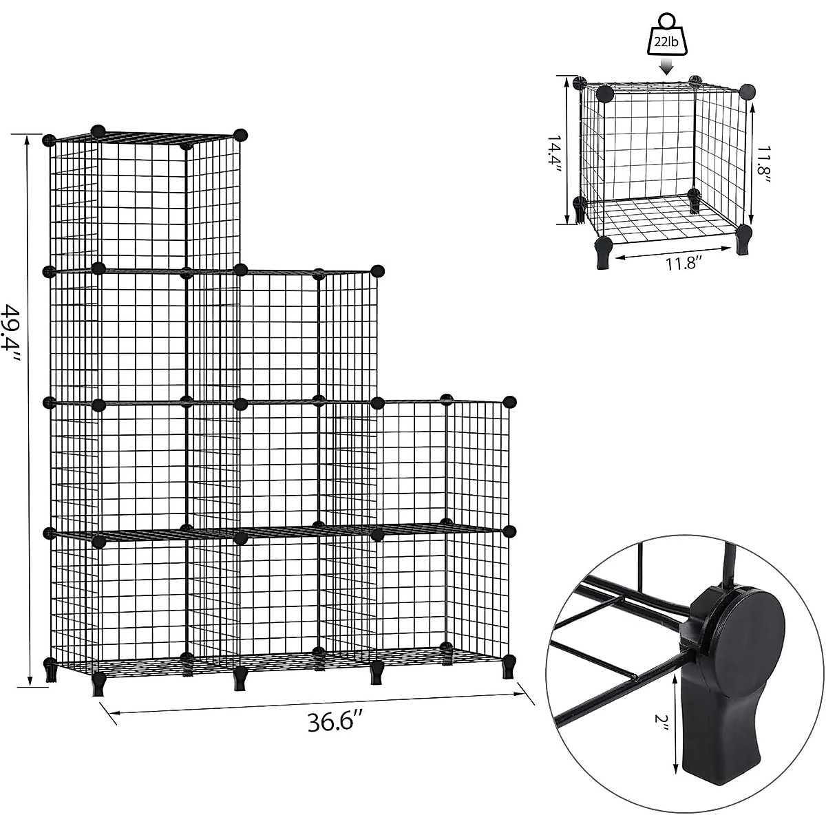 FUNLAX Cube Storage Shelf, 9 Wire Closet Storage Cubes Closet Organizers and Storage Sturdy Metal Bathroom Storage Book Shelf Clothes Organizer