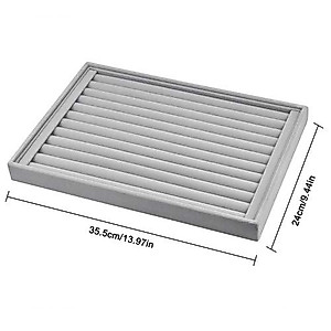 7 Slots Jewelry Accessories Display Storage Box Case Velvet Ring Showcase Holder Earring Set Tray Organiser - 22.5 14.5 3cm