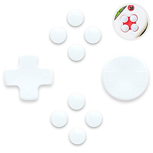 BelugaDesign Pastel Button Caps and D-Pad | Compatible With Nintendo Switch Standard OLED Joy-Con Controller Covers | Directional & A/B/X/Y Buttons - White
