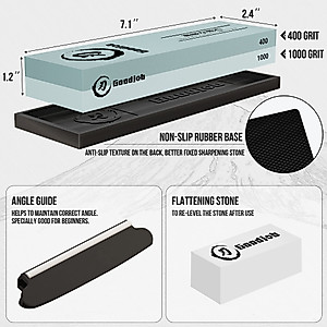 Knife Sharpening Stone Kit - Goodjob Premium Japanese Whetstone Knife Sharpener Stone Set - Dual Grit 400/1000 Water Stone with Non-Slip Silicone Base, Angle Guide, Flattening Stone