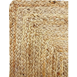 KEMA 3X5 Feet Handwoven Jute Braided Area Rug, Natural Yarn - Rustic Vintage Braided Reversible Rectangular Rug- Eco Friendly Rugs for Bedroom, Kitchen, Living Room, Farmhouse