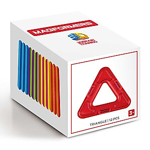 MAGFORMERS Triangle 12 Pieces Rainbow Colors, Educational Magnetic Geometric Shapes Tiles Building STEM Toy Set Ages 3+