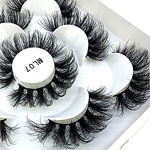 HBZGTLAD 5 Pairs 25 mm 3d Mink Lashes Bulk Faux with Custom Box Wispy Natural Mink Lashes Pack Short Wholesales Natural False Eyelashes (ML-07)