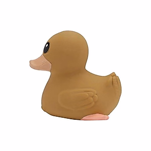HEVEA Kawan Mini Rubber Duck - 100% Natural Rubber Baby Bath Toy - Eco Friendly, Perfect for Playing, Teething, and Bathing - Mold Free Bath Toys - Choco Latte