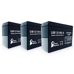 3 Pack Replacement for Schwinn S750 36 Volt Battery - Replacement UB12100-S Universal Sealed Lead Acid Battery (12V, 10Ah, 10000mAh, F2 Terminal, AGM, SLA)