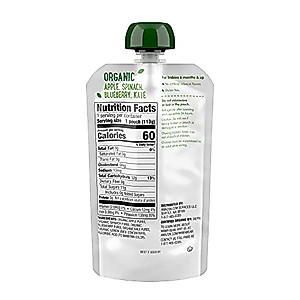 Amazon Brand - Mama Bear Organic Baby Food, Stage 2, Apple, Spinach, Blueberry, Kale, 4 Ounce (Pack of 12)