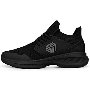 Giniros Mens Slip On Walking Shoes Non Slip Running Shoes Breathable Workout Shoes Lightweight Gym Sneakers All Black Size 7