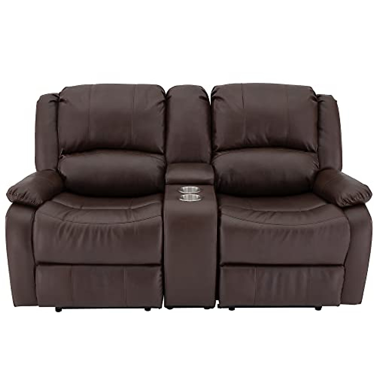 RecPro Charles Collection | 67" Double Recliner RV Sofa & Console | RV Zero Wall Loveseat | Wall Hugger Recliner | RV Theater Seating | RV Furniture | RV Living Room (Slideout) Furniture | Mahogany