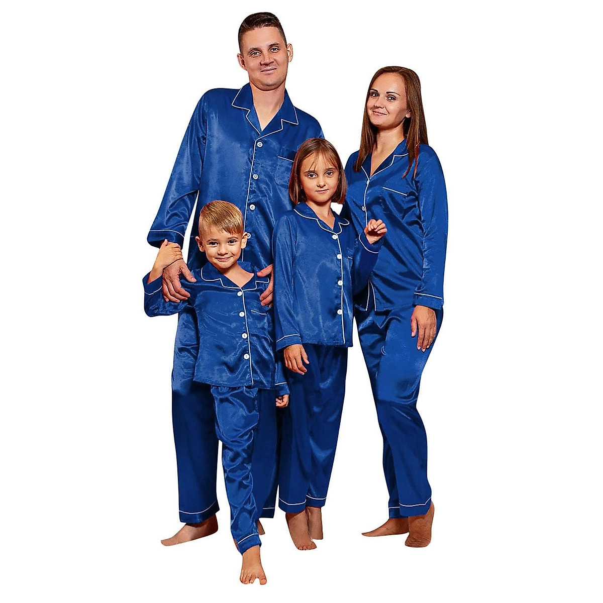 KASAAS daily deals Family Pajamas Matching Sets Satin Long Sleeve Pj Soft Button Down Sleepwear Loungewear women