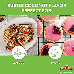 Pompeian Coconut Oil Non-Stick Cooking Spray, Subtle Coconut Flavor, Perfect for Seafood and Baking Coating, Naturally Gluten Free, Non-Allergenic, Non-GMO, No Propellants, 5 FL. OZ., Single Bottle