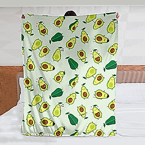 Cute Avocado Throw Blanket Warm Ultra-Soft Micro Fleece Blanket for Bed Couch Living Room Decoration