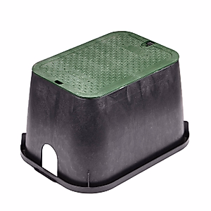 NDS 113BC 14" x 19" Standard Series Sprinkler Valve Box- Black with Green Bolt-Down Cover