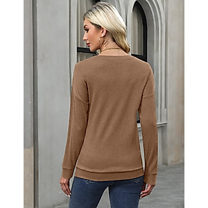 Women Fall Long Sleeve Holiday Lace Blouse Casual Trendy Formal Sweatshirt Brown M