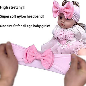 JOYOYO Baby Headbands, 20 Colors 4.5 inch Fabric Hair Bows and Wide Nylon Headbands for Newborns, Infants, Toddlers - Gift Set