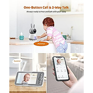 Codnida Baby Monitor with Camera and Audio,Video Baby Monitor with 5" Color Display,1080P Baby Camera,VOX Mode,4X Zoom,1000ft Transmission,Lullabies