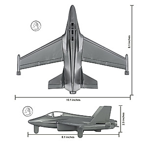 TimMee Prop Plane and Fighter Jet - 2pc Silver Gray Plastic Army Men Air Support