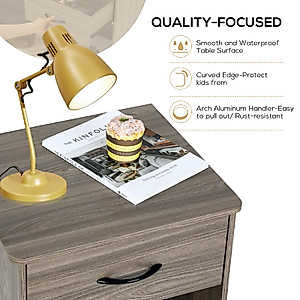 TUSY Black Nightstand with Drawer, Bedside Table Side Table for Small Place, Bed Table End Tables for Living Room Bedroom