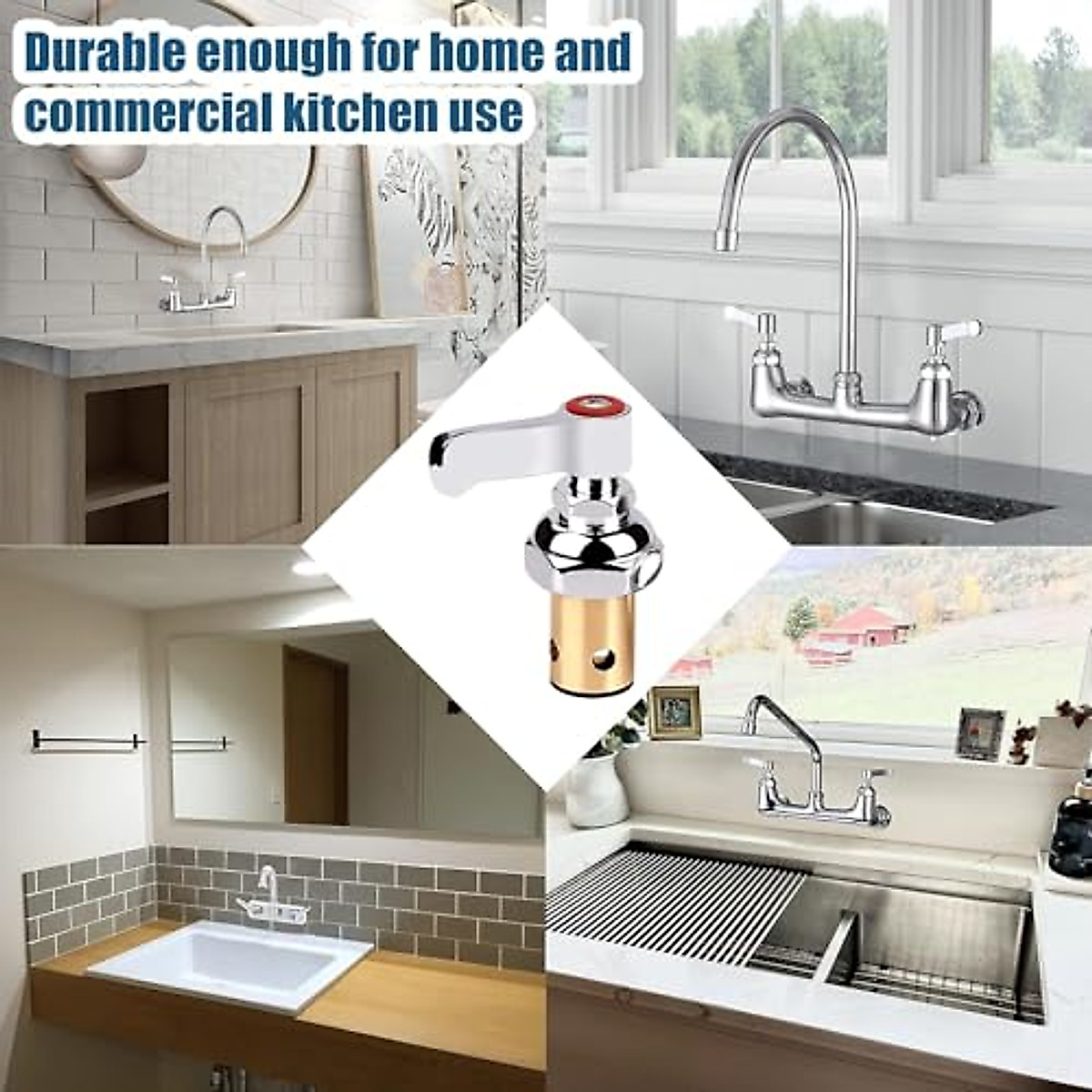 DNShorix 002714-40 Hot Side Handle Stem Assembly, Replacement Fit for T&S Brass All Faucets, Red