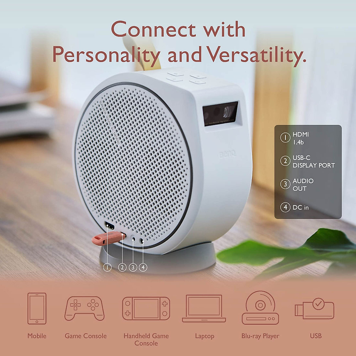 BenQ GV30 LED Portable Ceiling Projector with 135˚ Rotating Angle Projection | Extra Bass Bluetooth Speaker | Android TV 10 |Auto Focus & Vertical Keystone | WiFi |Chromecast & AirPlay | HDMI | USB-C