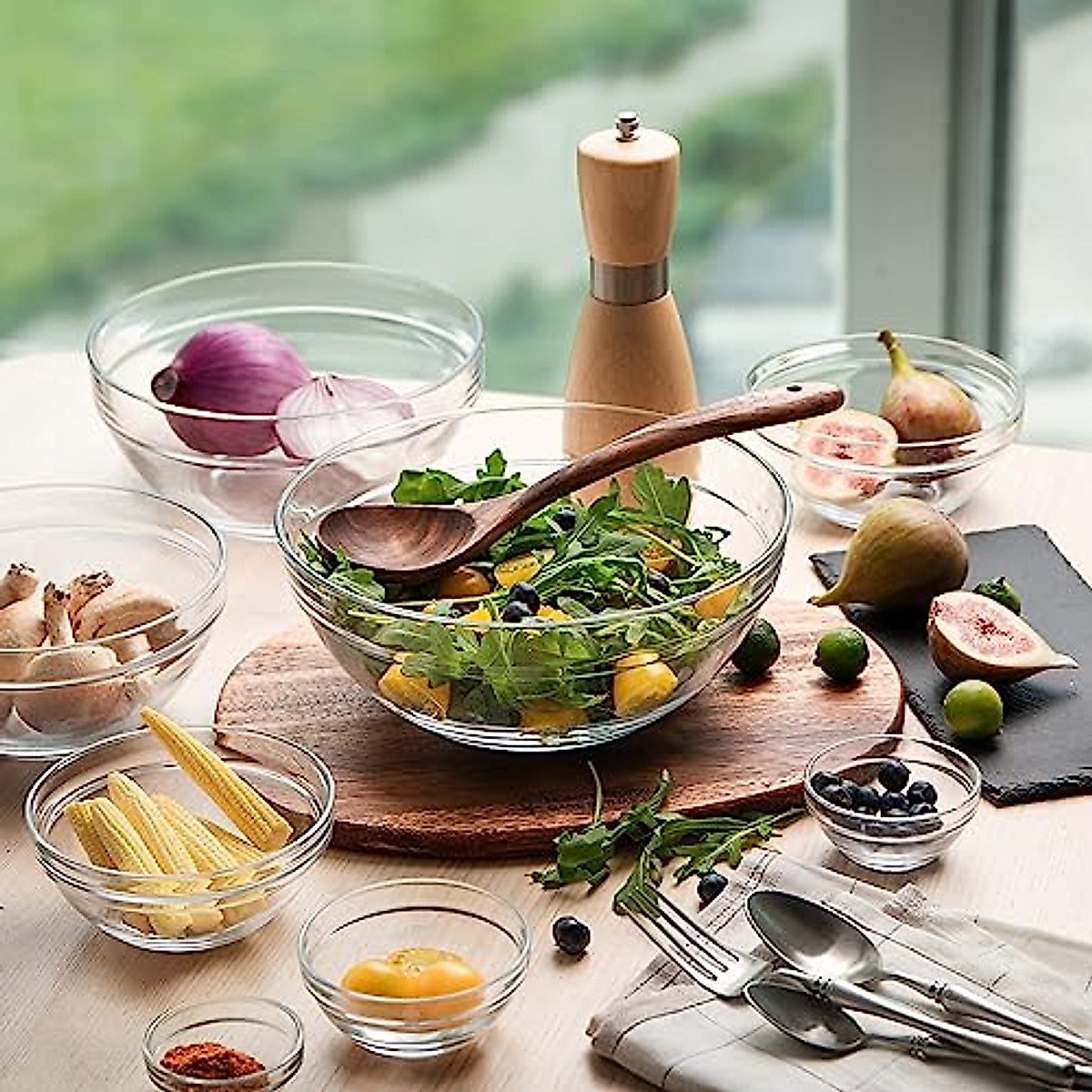 Sweejar 4.5 inch Small Glass Bowls Set, 12 oz Prep Bowls for Cooking, Small Bowls for Kitchen, Dessert Bowls for Ice Cream, 9 pack