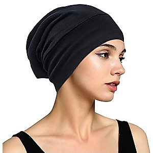 Satin Bonnet Sleep Cap Hair Cover Bonnet Satin Lined Slouchy Beanie Night Sleeping Hat - Adjustable for Curly Hair