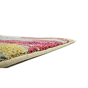 Unique Loom Estrella Collection Light Colors, Abstract, Modern, Vibrant Area Rug, 3 ft 3 in x 5 ft 3 in, Pink/Ivory