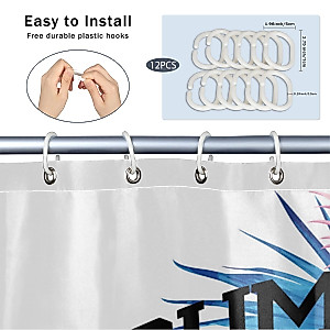 Aglebo Watercolor Tropical Flamingo Palm Leaves Shower Curtain Fabric Shower Curtain Set with 12 Hooks Water-Proof 72 * 72 Inches for Bathroom Beach Caravan Hotel