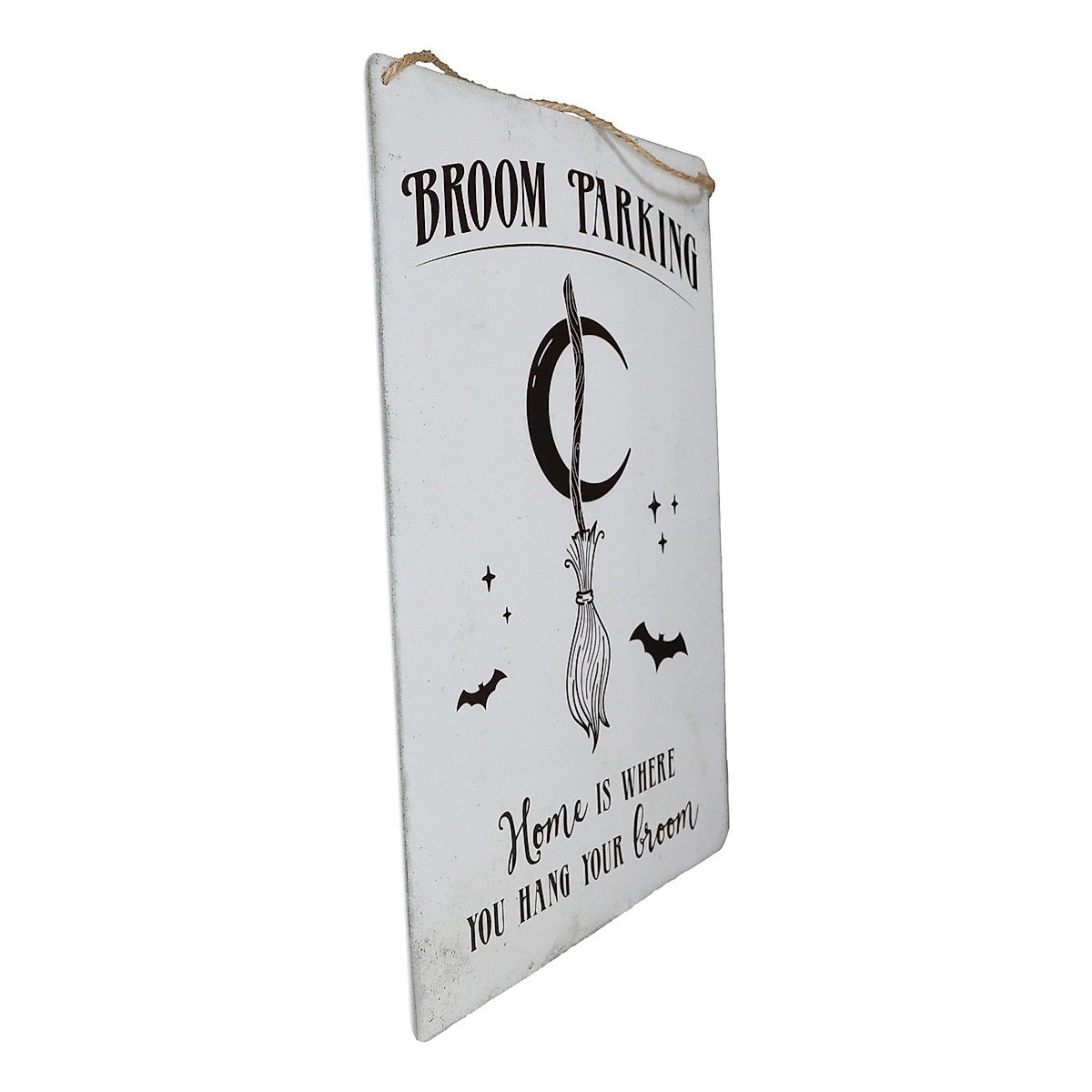 Ebros Gift Halloween Witchcraft Wicca Occult Witch Broom Parking Home Is Where You Hang Your Broom Bats Stars And Crescent Moon Wall Hanging Sign Plaque Kitchen Home Decorative Signs