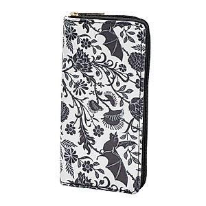 Wytidian Skull Wallets for Women, Zip Around Goth Wallet Large Capacity Phone Case Long Purse Credit Card Clutch for Women Ladies Girls (Goth Bat)