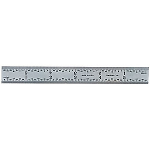 Mitutoyo 182-101, Steel Rule, 6" (4R), (1/8, 1/16, 1/32, 1/64"), 3/64" Thick X 3/4" Wide, Satin Chrome Finish Tempered Stainless Steel